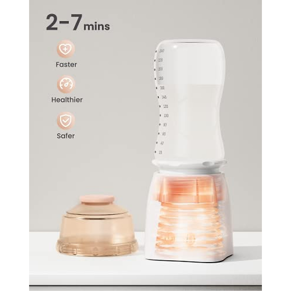 Bottle Warmer, Hopebig Baby Bottle Warmer with 4 Adapters, Rechargeable Portable Bottle Warmer with Smart Temperature Control, Digital Display Travel Bottle Warmer for Breastmilk or Formula
