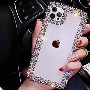 Bonitec Glitter iPhone 14 Pro Max Case, Luxury 3D Bling Sparkle for Women & Girls, Crystal Rhinestone Diamond Cover, Clear