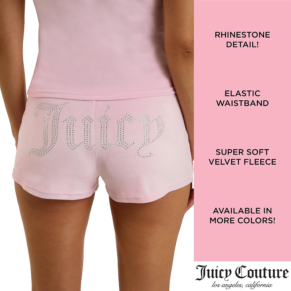 Juicy Couture Velvet Pajama 2 Piece Lounge Sleepwear Short Set for Women (US, Alpha, Large, Regular, Regular, Lola Pink)