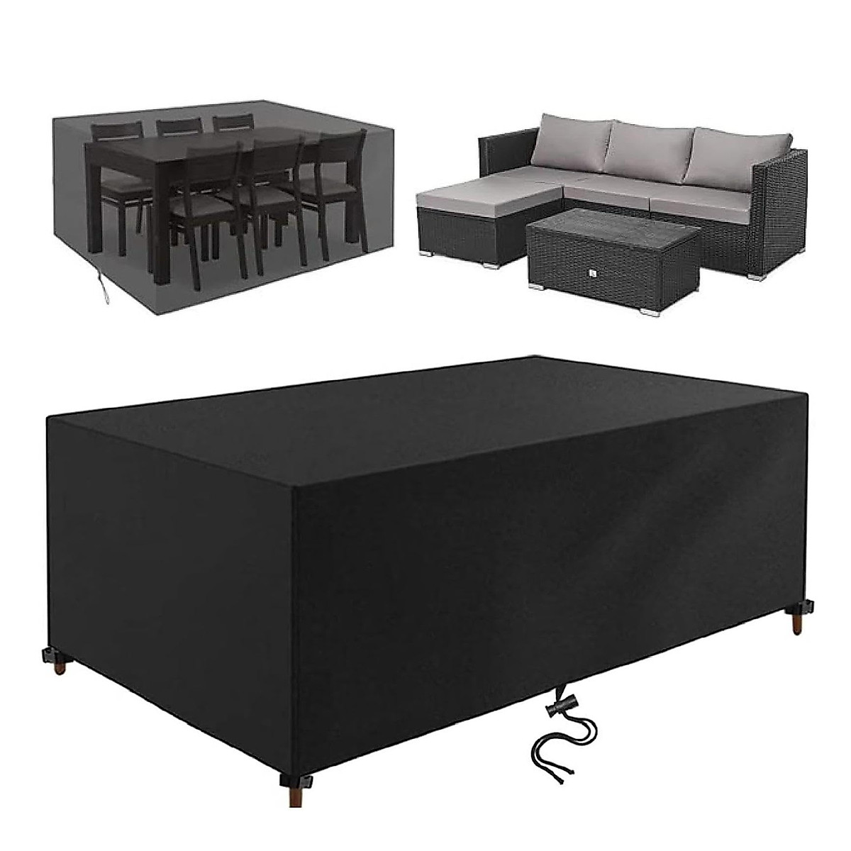 Patio Table and Chair Covers 136x110x33in/345x280x85cm/LxWxH Patio Covers for Outdoor Furniture Waterproof Outdoor Furniture Cover Heavy Duty Patio Furniture Covers Outdoor Sectional Sofa Set Cover