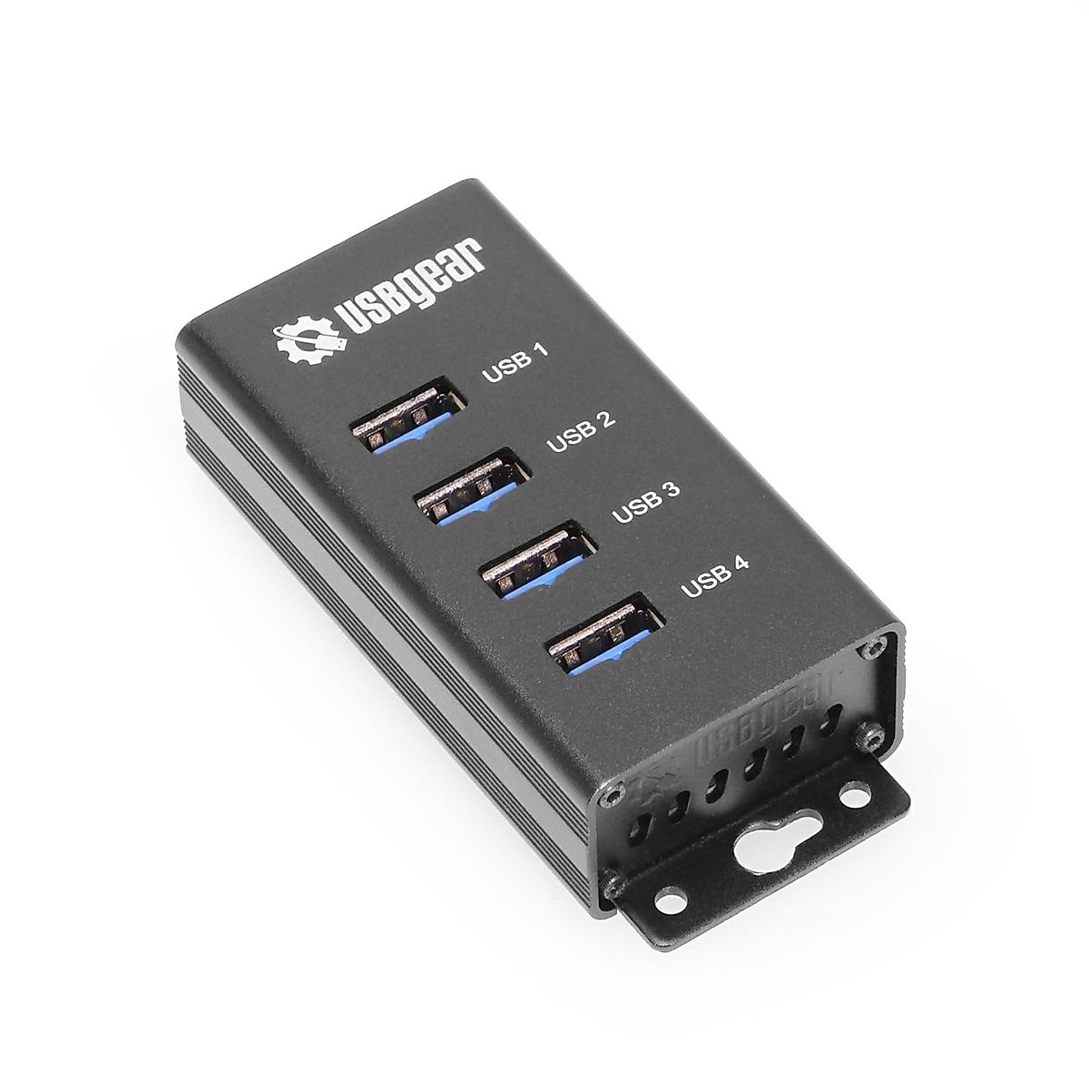 4-Port USB 3.2 Gen 1 Mountable Charging and SuperSpeed Data Hub with 5V/2A Power Adapter and USB Type-A to Type-B Cable Up to 900mA per Port Charging Function Wall and Surface Mounting