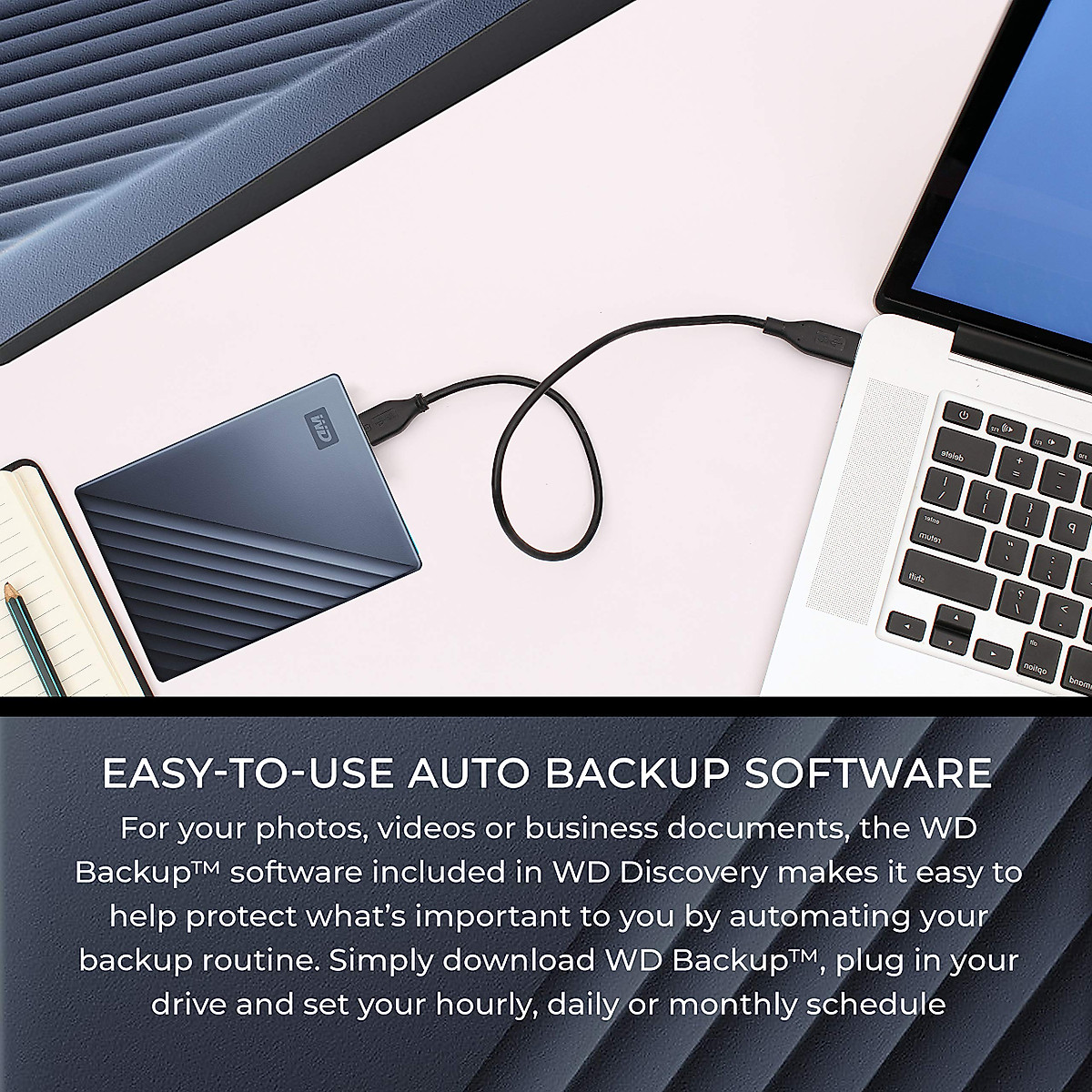 WD 4TB My Passport Ultra USB 3.0 Type-C External Hard Drive (Blue) + Compact Hard Drive Case