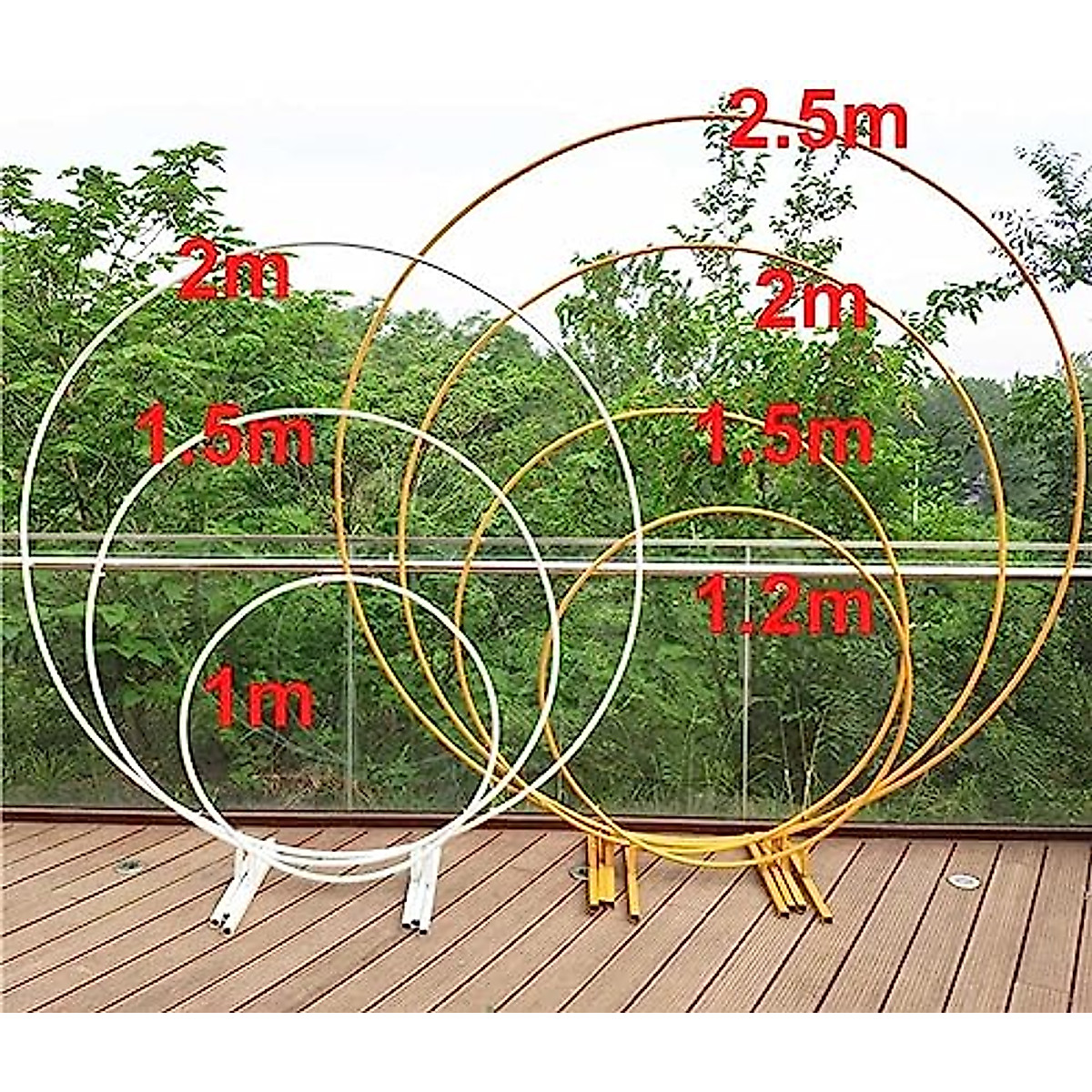 Round Wedding Arch with Bases, Metal Garden Arch, Heavy Duty Backdrop Stand Frame, Garden Decoration Rose Trellis Pergola, Great for Wedding Party Decoration,White,1m
