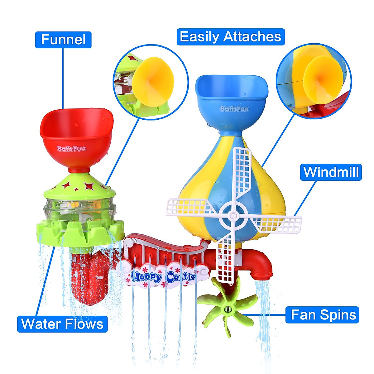 11 PCs Bath Toys for Toddlers 1-3, Sprinkle Water Lab with Sea Animals Water Toys, Stacking Cups and Fishing Net Bathtub Toys