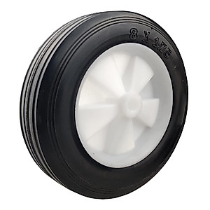 KUANMIN 2 pcs Dolly Wheels, 6 inch Flat Freee Solid Rubber Wheels, 6'' x 1.30'' Lawn Mower Wheels, Pack of 2 Replacement Dolly Wheels (Black)