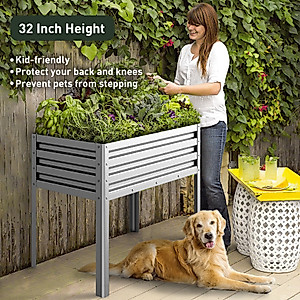 mestyl Galvanized Raised Garden Bed Outdoor for Vegetables Flowers Herb, 48 X 24 X 32in Elevated Metal Planter with Legs, Metal Garden Box for Gardening Backyard, Easy Assembly, Silver