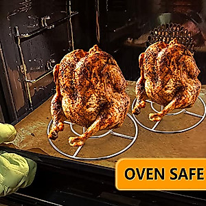 Leonyo Beer Can Chicken Holder Set of 2, Stainless Steel Beer Butt Vertical Chicken Rack Stand for Roaster Chicken & Turkey, Barbecue Accessories for Grill Smoker and Oven, Stable & Dishwasher Safe
