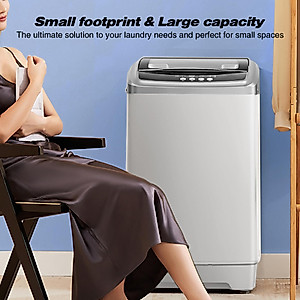OOTDAY Apartment Washing Machine, Top Load Electric Washing Machine with Stainless Steel Inner Barrel and Smart Control Panel, 15.6 Laundry Washer Suitable for Apartments