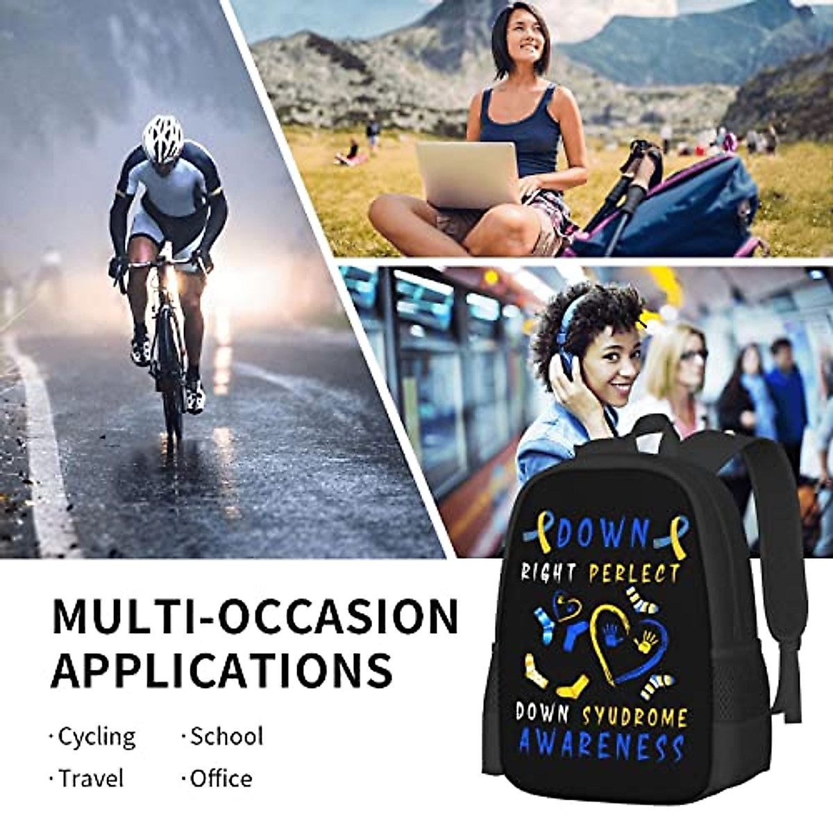 Down Syndrome Awareness Classical Basic Travel Backpack Fashion Backpack Large Capacity Laptop Backpacks Lightweight College Bookbag Adjustable Shoulder Strap Daypack