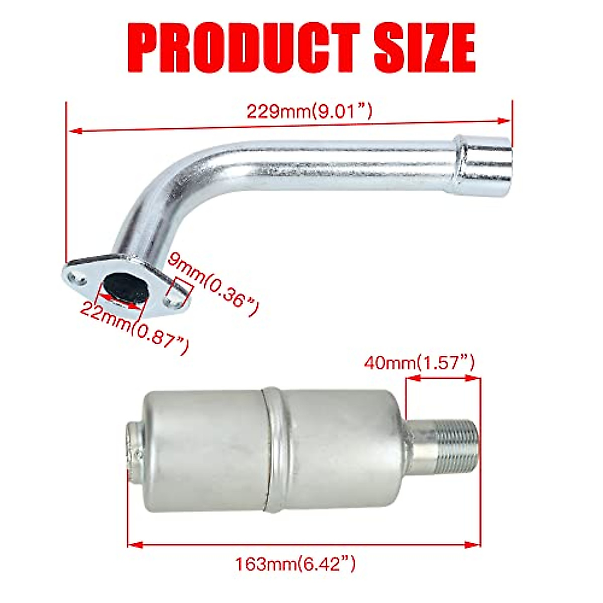 GREHUA Upgrade Header Exhaust Pipe Muffler Kit for Predator 79cc 3.0HP 98cc Coleman Powersport CT100U trail 100 CC100X CK100 SK100 Go Kart Engine Mini Bike Motor Performance Parts