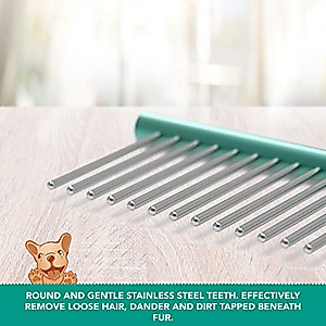 Ruff 'N Ruffus 2 PACK 2-in-1 Stainless Steel Professional Grade Pet Grooming Comb with Rounded Teeth For safe Grooming 7 1/2"