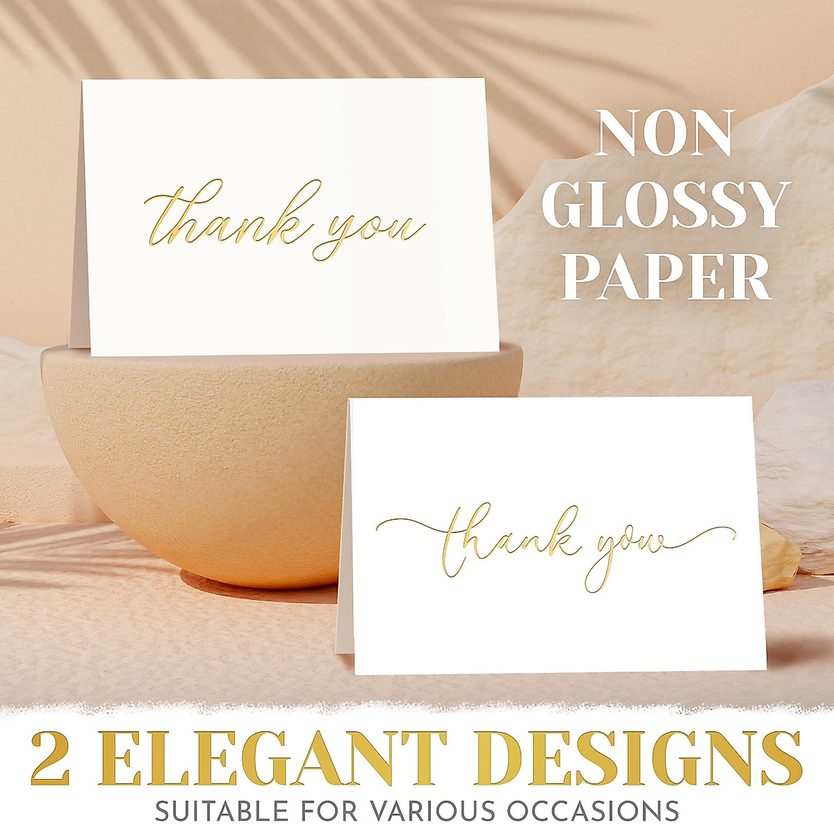 100 Pieces of White With Gold Thank You Cards, Two Thank You Notes Designs, 4x6 Inch Thank You Card, Elegant Thank You Cards Baby Shower, Thank You Cards With Envelopes Bulk with 120 Stickers, Free