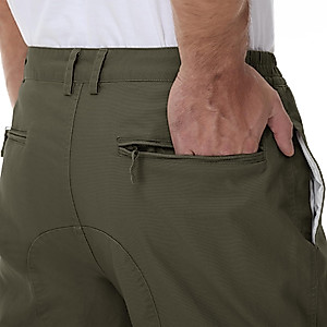 CRYSULLY Men Pants Fall Relaxed-fit Cotton Woodland Army Cargo Trousers Utility Combat Work Pants Green 34