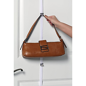 Jokari Heavy Duty Over The Door 16 Hook Purse Rack. Self Adjustable Elastic Straps with Moveable Metal Chrome Hooks to Store, Organize and Display Bags, Scarves or Hats and Save Closet Storage Space.