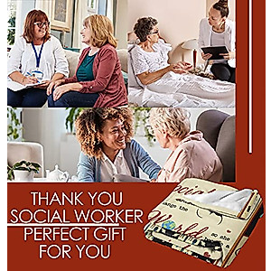 Joyloce Social Worker Practitioner Blanket Birthday Gift 60"x50" for Women - Lightweight Soft Warm Cozy Fuzzy Throws Blankets for Home Bedroom Sofa Couch Decor with Beautiful Print