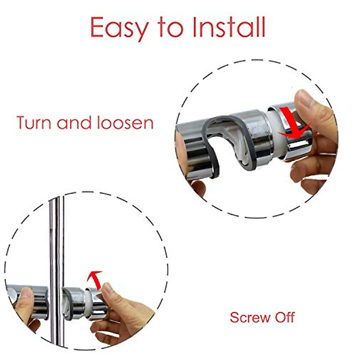 Universal Adjustable Shower Head Holder Slide Bar Bracket Replacement For Slide Bar (18-25MM O.D, Bathroom Slider Clamp,360 Degree Rotation,Sprayer Holder)