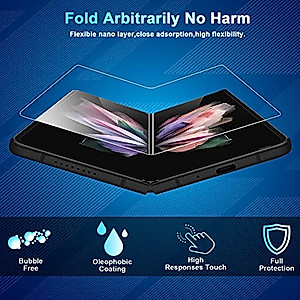 CWQZGUF [1Set 3PCS] Galaxy Z Fold 3 Screen Protector, Inside TPU Film + Full Covered Outer + Back Cover Screen Protector, High Clarity, Anti-Shatter, Bubble Free for Samsung Z Fold 3 5G Screen Protector