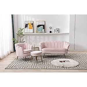 QHITTY Velvet Loveseat, 58'' Velvet Sofa Accent Couch Settee Upholstered Chair, 2 Seater Small Loveseat for Small Spaces, Living Room (Pink)
