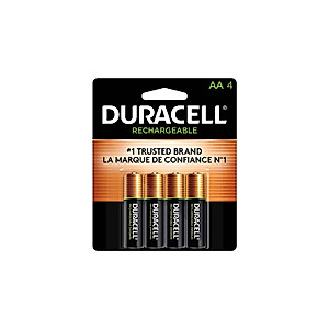 Duracell AA NiMH Battery, rechargeable, 4/Pack (DX1500B4N001)