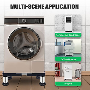 AKZYTUE Washer and Dryer Pedestal with 4 Strong Feet - Adjustable Height 5.5”-6.7” - Adjustable Length and Width 17.7"-27.5" - for Washer and Dryer