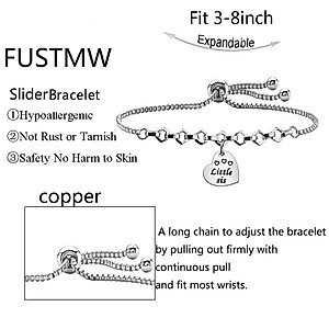 FUSTMW 3 Sister Bracelets Big Sis Middle Sis Little Sis 3 Pieces Matching Heart Bracelets of 3 Sister Jewelry Gift for Best Friends 9 Inch Adjustable Chain (silver)