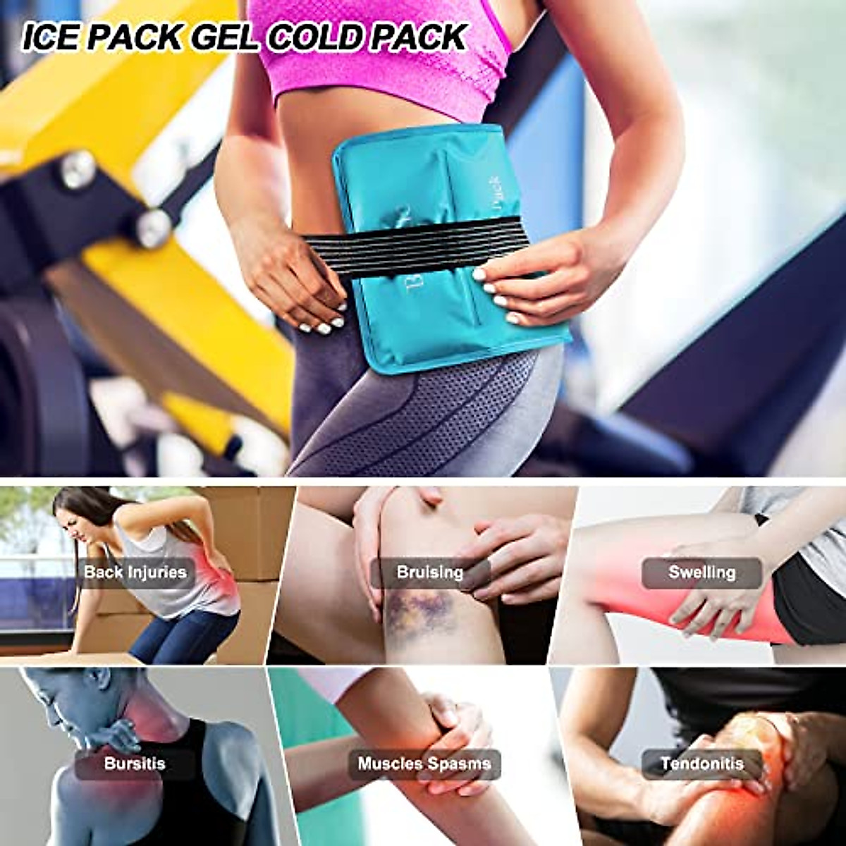 Reusable Ice Packs for Injuries Shoulder - Dual Use Hot & Cold Packs for Pain Relief, Cold Compress Wrap for Relief Tendonitis, Bursitis, Sore Muscles, Bruising, Swelling and Neck Pain