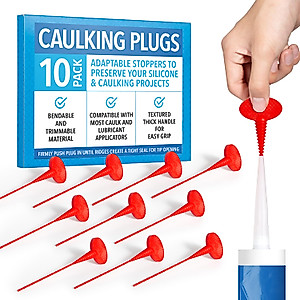 IMPRESA [10 Pack] Caulk Saver Caps Plugs - Caulk Tube Sealer Caps Tool for Most Applicator Tubes - Caulk Nozzle Tip Stopper to Prevent Drying - Caulk Tube Savers - Easy Cut Tube Tip Covers w/Handle