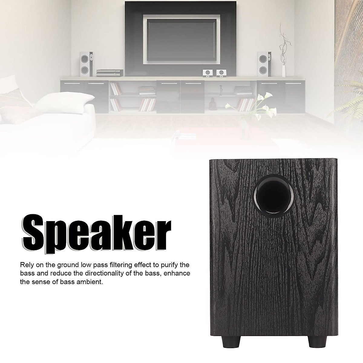 150W Powered Subwoofer, 6.5 in Speaker with High Shock Absorption, Ground Low Pass Filtering, Enhance The Bass, Plug and Play, Deep and Powerful Sound for Home Theater