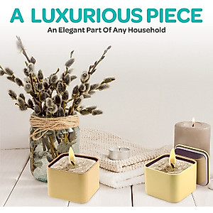 Hearts & Crafts Yellow Square Candle Tins 8 oz with Lids - 24-Pack of Bulk Candle Jars for Making Candles, Arts & Crafts, Storage, Gifts, and More - Empty Candle Jars with Lids (Metal)