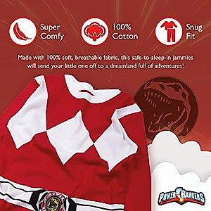 Power Rangers Boys’ Red Ranger 2-Piece Snug-Fit Cotton Pajamas Set, RED POWER, 4