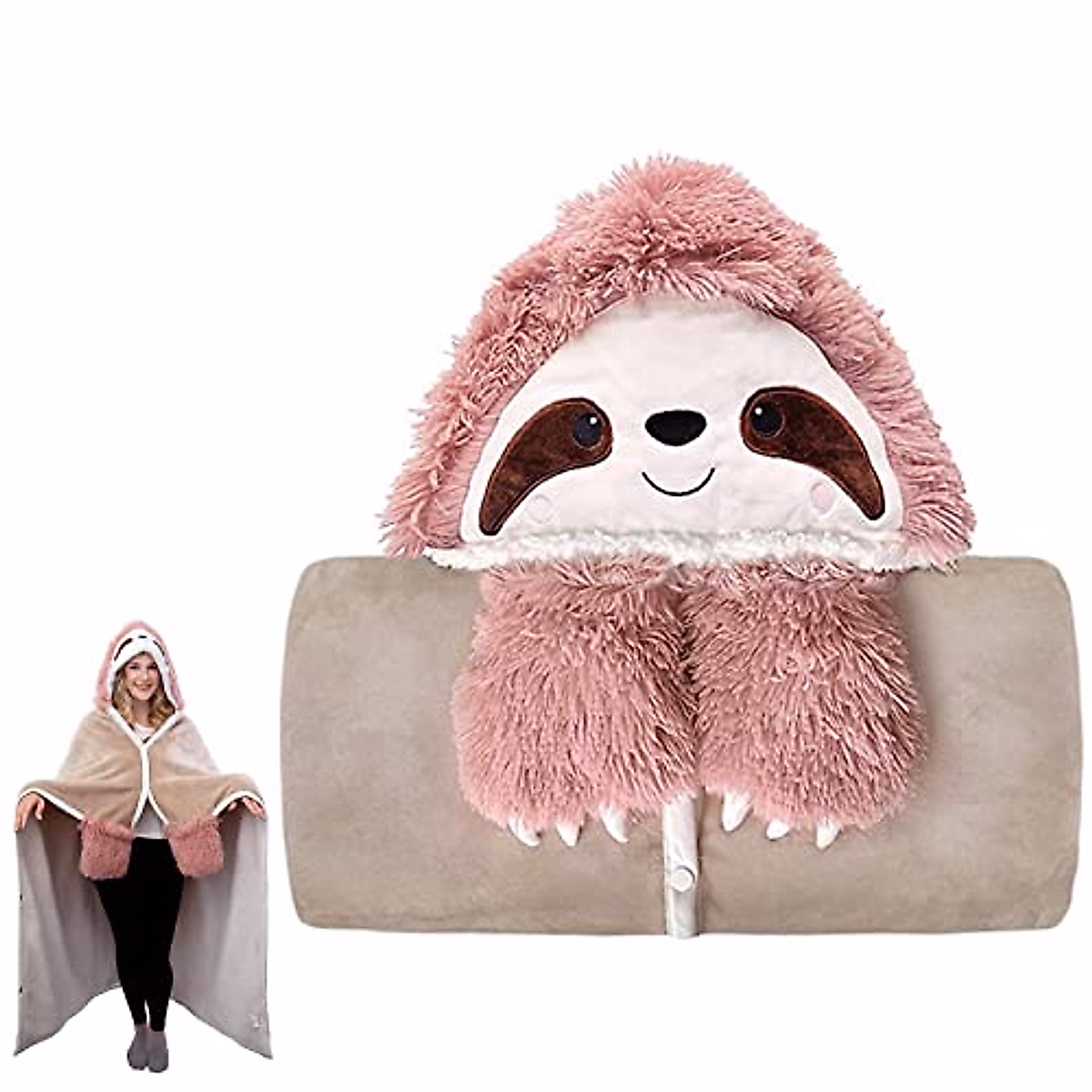 glueckind Sloth Wearable Hooded Blanket for Adults – Fuzzy Super Soft Warm Cozy Plush Flannel Fleece & Hoodie Throw Cloak Wrap - Gifts for Women Adults Girls and Kids