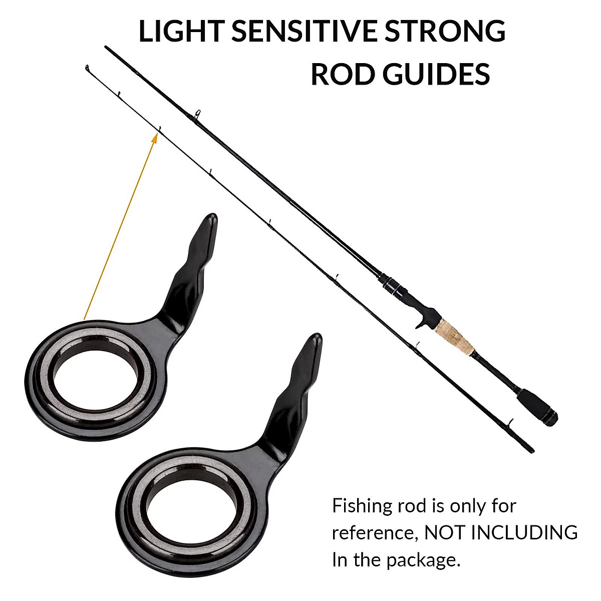 THKFISH Fishing Rod Guides Fishing Rod Repair Kit Baitcasting/Spinning Rod Guides Ceramics Stainless Steel Carbon Guide Repair Black- Frame 60pcs