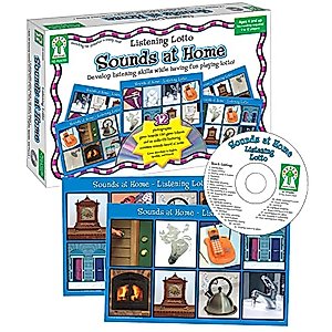 Key Education Listening Lotto: Sounds at Home, Fun Listening Game for Kids, Auditory Learning Tool, Preschool and Early Reading Board Game for Classroom or Homeschool, 1-12 Players 5.5in. x 8.5in.