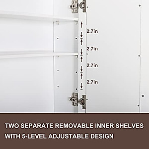 VEIKOUS Bathroom Cabinet Wall Mounted, Large Medicine Cabinets, 30.4'' Tall Medicine Cabinet for Bathroom w/Dual Mirror Doors & Adjustable Shelves, White