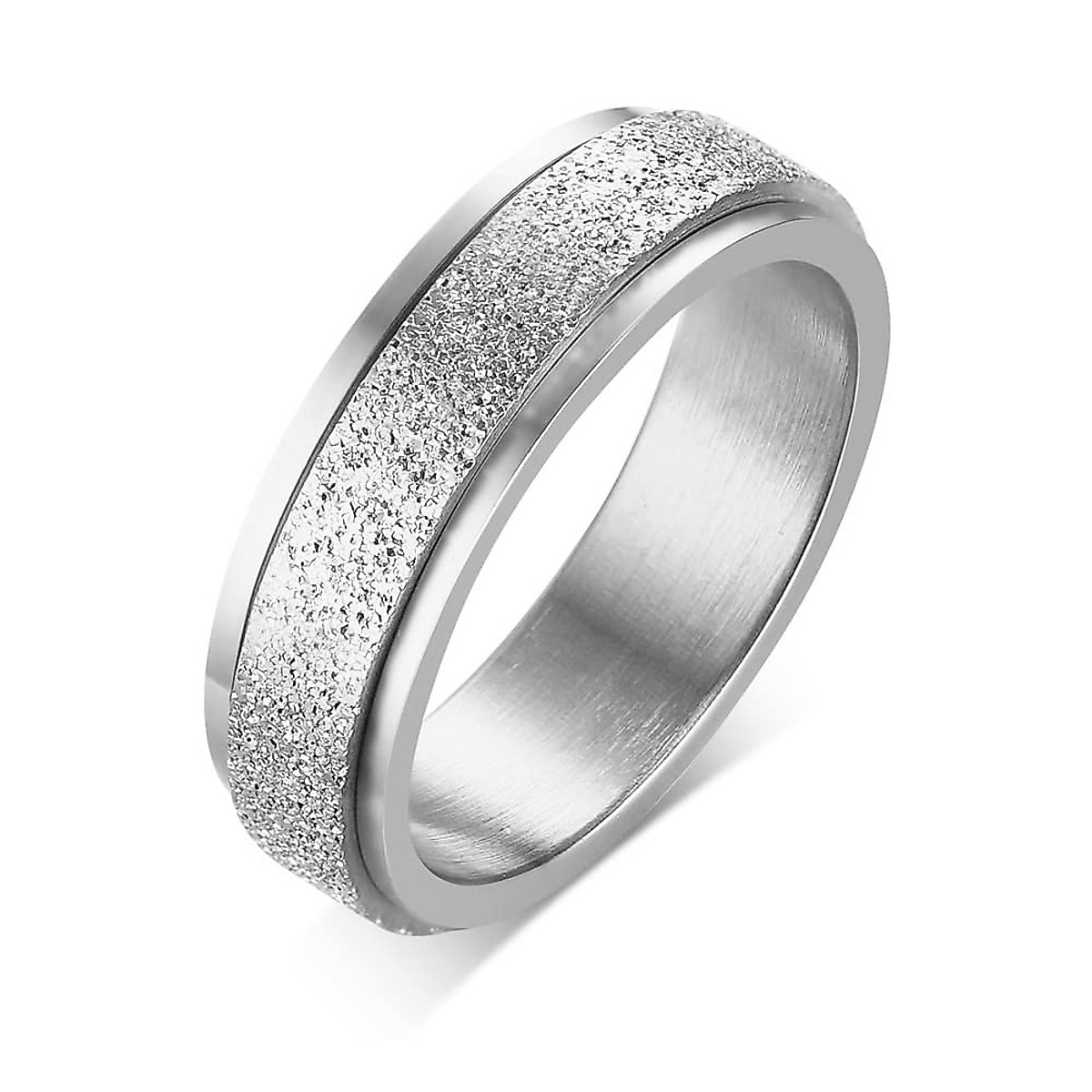 SSZYU Just Breathe Stainless Steel Sandblasted Glitter Finish Spinning Inspirational Ring Jewelry Gifts for Women Men Teen,Birthday Graduation Encouragement Gift,Size 12