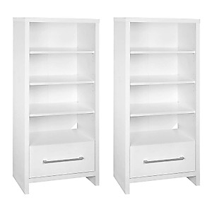 ClosetMaid 165100 Decorative Storage Tower Bookcase with Drawer, White (2 Pack)