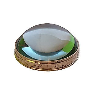 Vintage Solid Brass Desk Magnifying Glass Chart Paper Reader Weight Magnifier