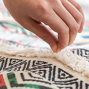 lightlux Cotton Check Rug , Plaid Rug, Washable Hand-Woven Outdoor Checkered Rugs for Layered Door Mats (24" x 36", Beige)