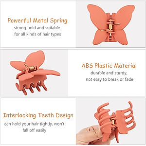 12 Pcs Cute Butterfly Claw Hair Clips 2.6 Inch Non Slip Matte Jaw 12 Colors Strong Hold Butterfly Hair Clamps for Women Girls Thick Thin Hair