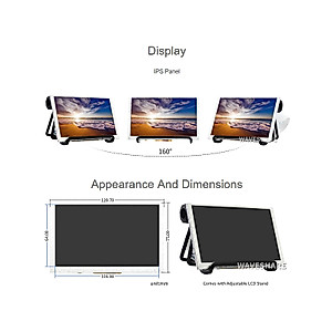 Waveshare 5inch Display Compatible with Raspberry Pi 5/4B/3B/Zero/Zero W/Zero 2W/Pico/Pico W/Pico WH 800×480 Resolution DPI Interface IPS No Touch