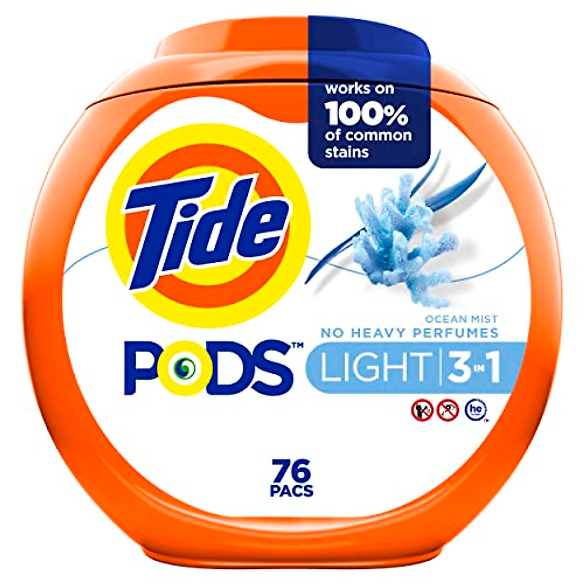 Tide PODS Light Laundry Detergent Pacs 76 Count Ocean Mist Scent Powerful Clean with a Light and Lasting Scent