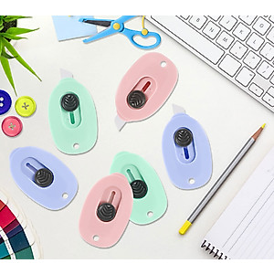 Mini Ceramic Box Cutter, 6pcs Package And Box Opener, Retractable Safety Cutters, Small Utility Knife Ceramic Blades with Keychain Hole