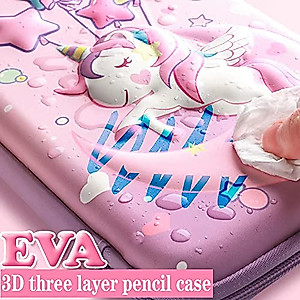 JYPLKCMT Unicorn Pencil Case For Girls Boys,Kids Cute Pencil Case Pink Pencil Pouch,3D EVA Large Capacity Pen Holder Cute Pencil Bag For Kids Boys School Portable Pencil Bag Gift.