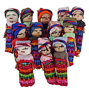 Meximart 12 Super Cute Handmade Worry Dolls + 1 Free Mayan Fabric Bag - Handmade Worry Doll for Our Mayan Worry Dolls Set - Worry Dolls Mayan (12 Worry Dolls + 1 Bag)