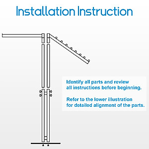 Ripeng 2 Way Clothing Rack with Straight and Slant Arms Heavy Duty Clothes Rack Garment Rack for Retail Restaurants Storage Display, Adjustable from 48 Inch to 72 Inch (Black)
