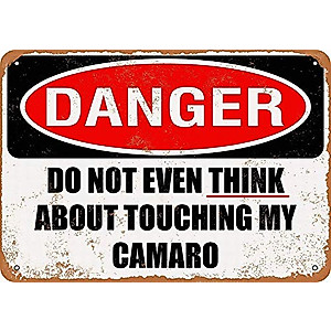 PaBoe 8 x 12 Metal Sign - Do Not Touch My Camaro - Vintage Wall Decoration Retro Art