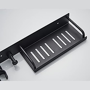 LUYU Three-in-one Adjustable Shower Arm Mount with shelf and hook Bidet Sprayer Arm Mount for Toilet, Handheld Sprayer Arm Mount Dual installation methods -adhesive and drilling