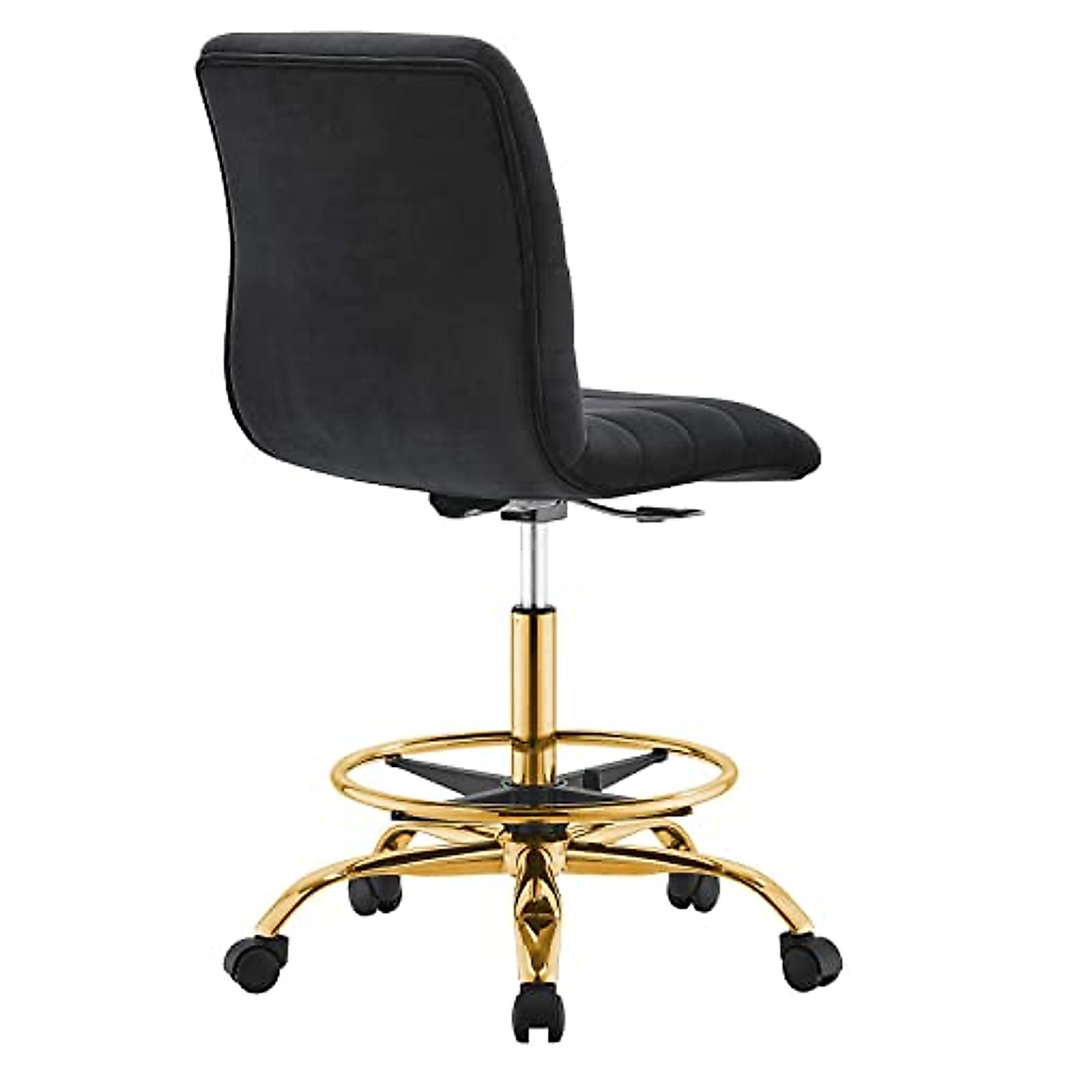 Modway Ripple Armless Performance Velvet Drafting Chair in Gold Black