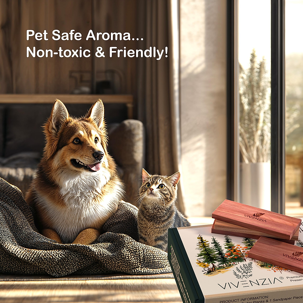 Vivenzia Cedar Blocks for Clothes Storage -40 Planks- Aromatic Cedar Blocks for Closet, Cedar Planks for Closets