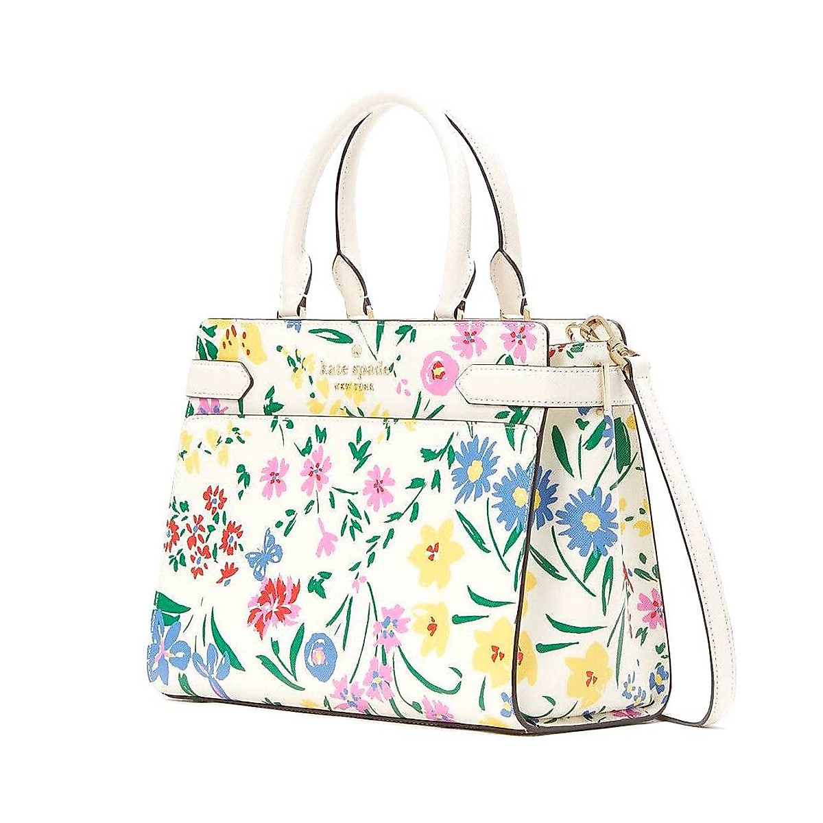 Kate Spade New York womens Kate Spade Staci Medium Top Zip Satchel Crossbody Garden Bouquet - Cream Multi
